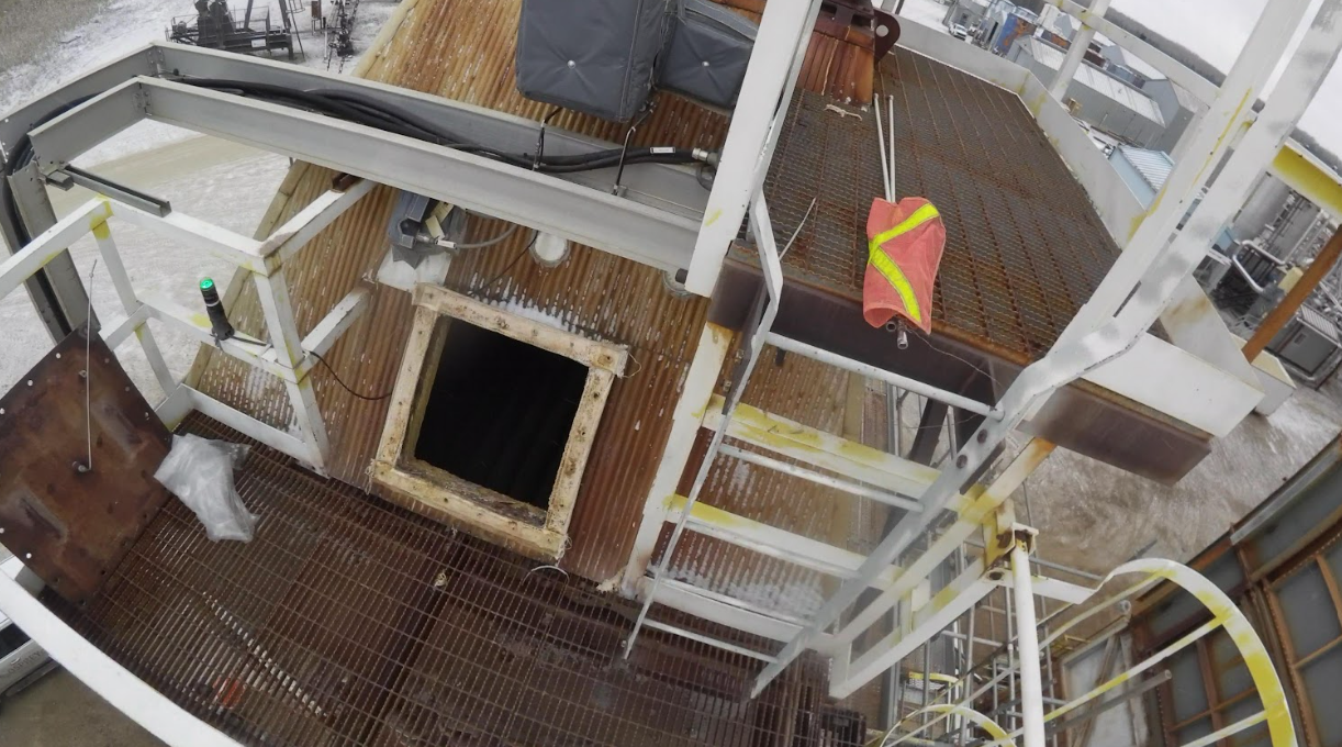 A drone stack inspection with the Elios 3 UT